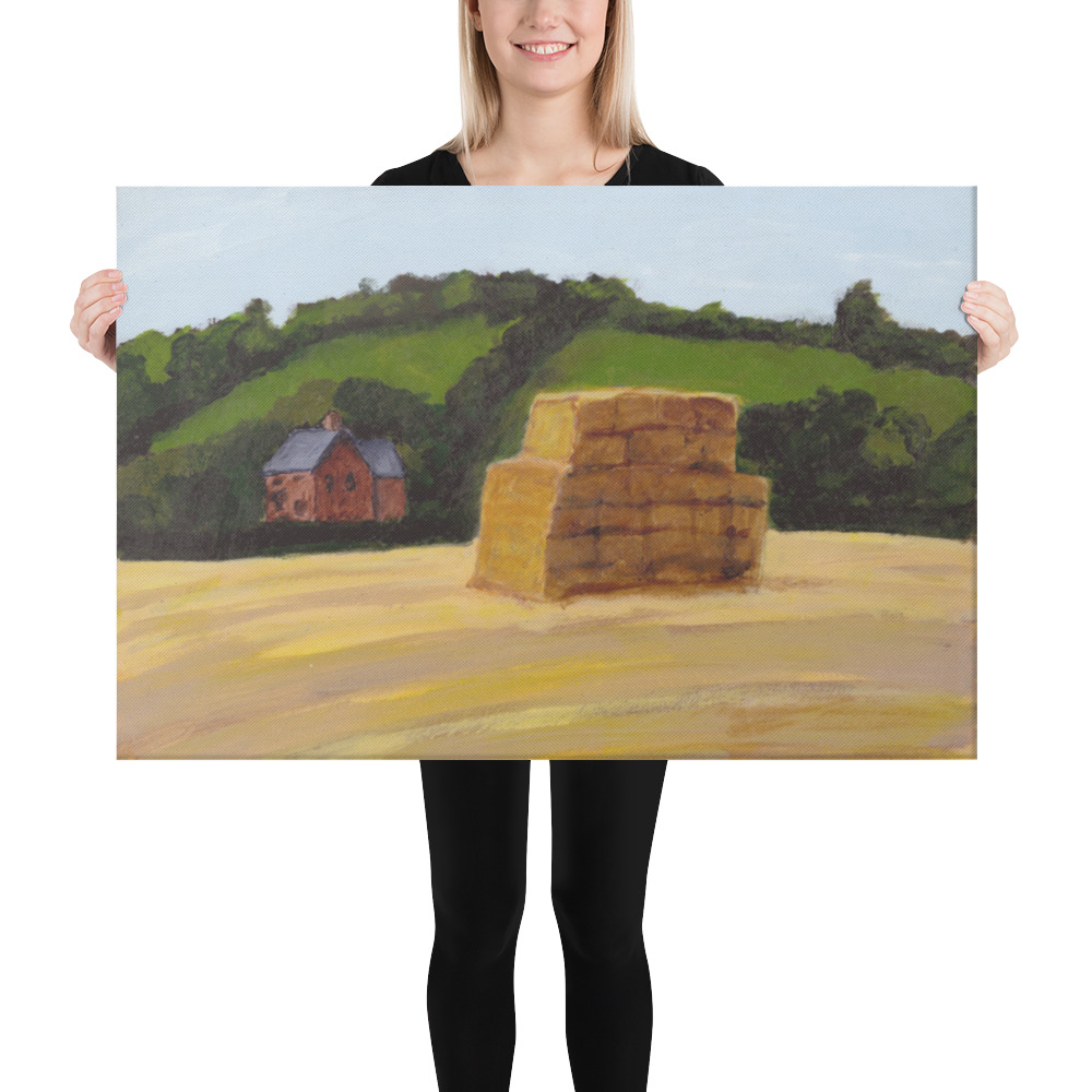 Haystack in the English Countryside - Canvas Print - Tina Lewis Art