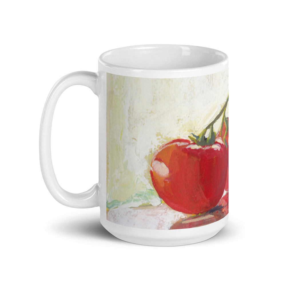 Three Tomatoes Coffee Mug - Art by Tina Lewis