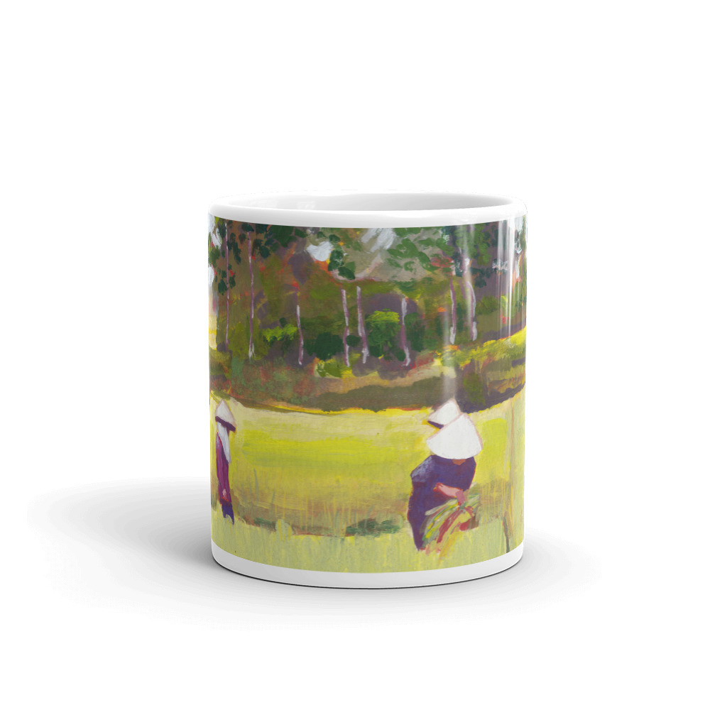 Vietnamese Paddy Fields Coffee Mug - Art by Tina Lewis
