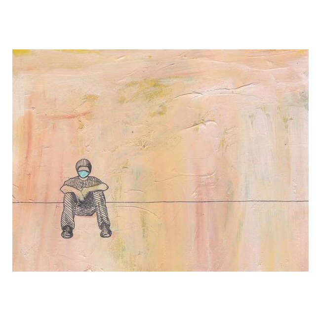 Social Distance Sitting with Mask Poster - Art by Tina Lewis