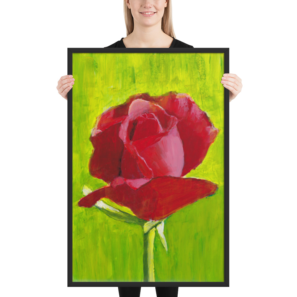 Red Rose Framed Print - Art by Tina Lewis
